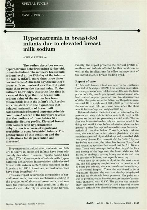 Pdf Hypernatremia In Breast Fed Infants Due To Elevated Breast Milk Sodium