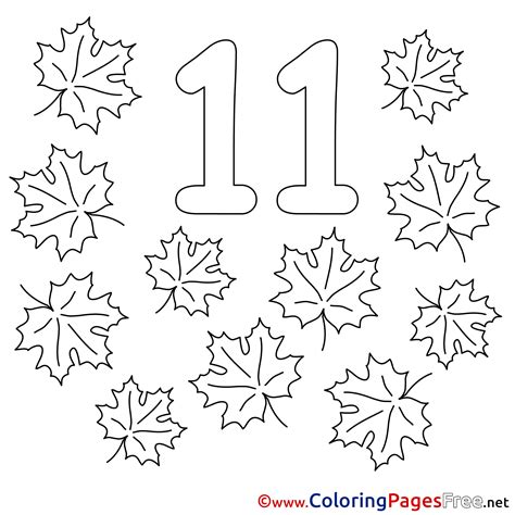 Number 11 Colouring Sheet
