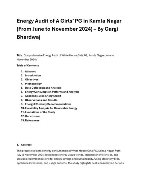 Energy Audit Report Pdf Energy Conservation Efficient Energy Use