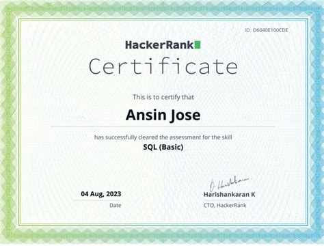 Ansin Jose On Linkedin Sql Hackerrank Mysql Skillup