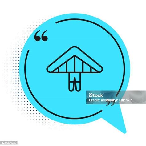 흰색 배경에 격리 된 검은 선 행 글라이더 아이콘입니다 익스트림 스포츠 파란색 음성 풍선 기호입니다 벡터 일러스트레이션 0명에 대한 스톡 벡터 아트 및 기타 이미지 Istock