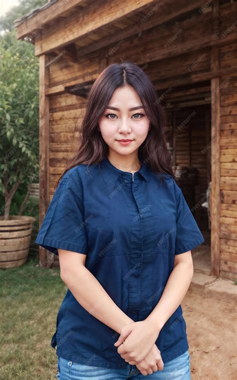 Premium Photo Beautiful Woman Wearing Traditional Thai Blue Shirt