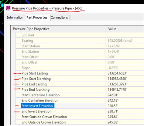 Solved Get Invert Elevations And Coordinate Of All Pressure Pipe
