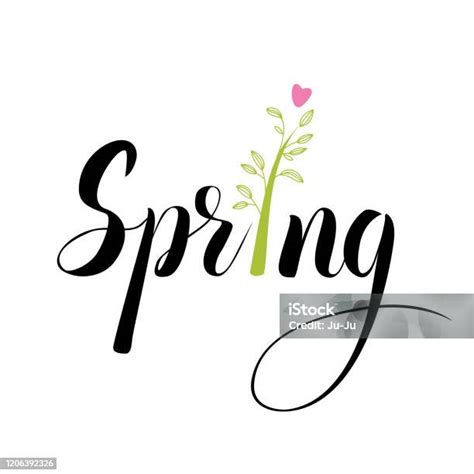 봄 서예 손으로 쓴 검은 텍스트와 꽃 장식 벡터 일러스트 는 흰색에 고립 개념에 대한 스톡 벡터 아트 및 기타 이미지 개념 개념과 주제 꽃 식물 Istock