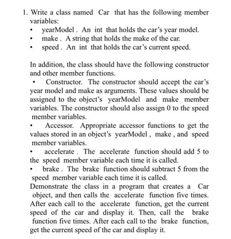 Solved 1 Write A Class Named Car That Has The Following
