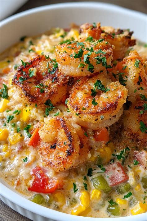 Baked Creamy Cajun Shrimp Casserole Food Blog Recipe