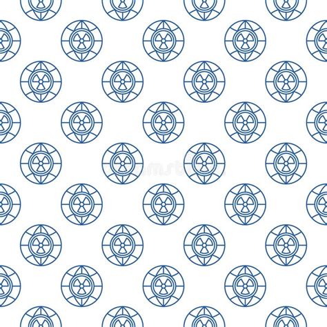 Radiation Earth Globe Vector Radioactive Seamless Pattern In Outline Style Stock Vector