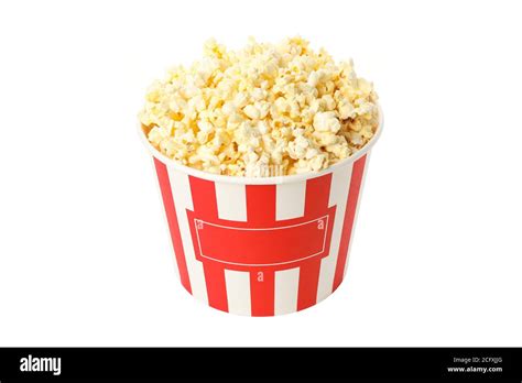 Cardboard Bucket With Popcorn Isolated On White Background Stock Photo Alamy