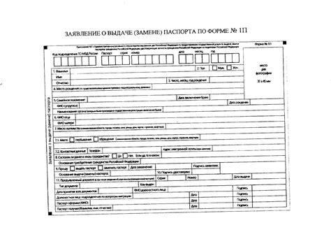 Заявление на замену паспорта в 45 лет образец заполнения формы