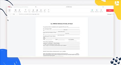 ATV Bill Of Sale Form Edit Download And Send Online PDFliner