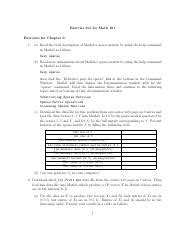Math 101 Exercise Set Sparse Matrices And Vector Operations Course Hero