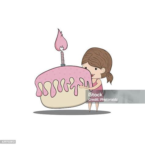 와 함께 있는 여자아이 버스데이 컵케잌 그림이요 손으로 벡터 귀여운에 대한 스톡 벡터 아트 및 기타 이미지 귀여운 놀라움 로맨스 Istock