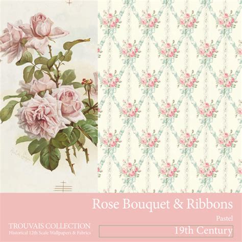 Rose Bouquet And Ribbons 19th Century Wallpaper Alison Davies Minis