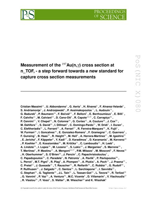 Pdf Measurement Of The 197 Aungamma Cross Section At Ntof A Step Forward Towards A New