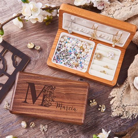 Personalized Wooden Jewelry Box Personalized Name Jewelry Box Women
