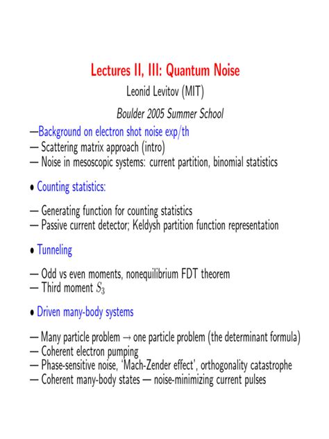 Levitovlectures23 Pdf Spin Physics Coherence Physics
