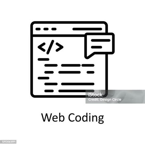 웹 코딩 벡터 개요 아이콘 디자인 그림 흰색 배경 Eps 10 파일에 크리에이티브 프로세스 기호 웹 브라우저에 대한 스톡 벡터 아트 및 기타 이미지 Istock