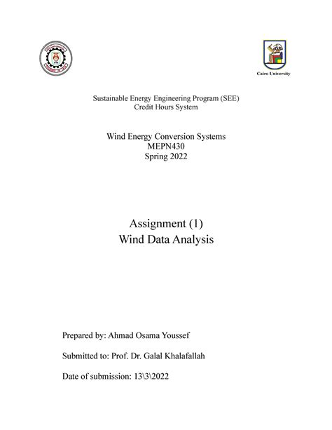 Wind Data Analysis Sustainable Energy Engineering Program See