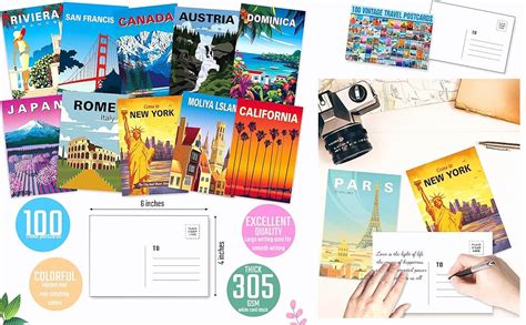 Lclaidydy 100 Vintage Travel Postcard Set World Famous