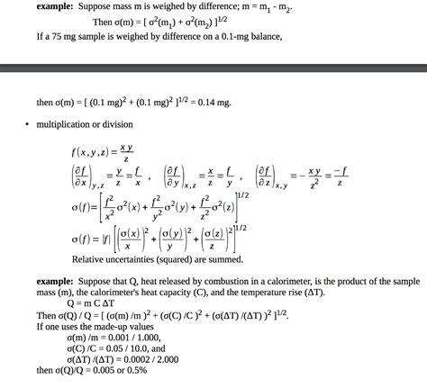 Solved Propagation Of Error When One Quantity Is Calculated
