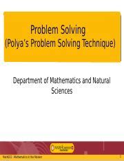 Problem Solving Ppt Problem Solving Polya S Problem Solving Technique Department Of