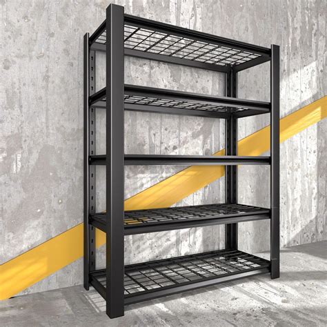 Heavy Duty Garage Shelving Unit With Wire Grid Shelves 72