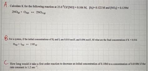 Solved Calculate K For The Following Reaction At Chegg
