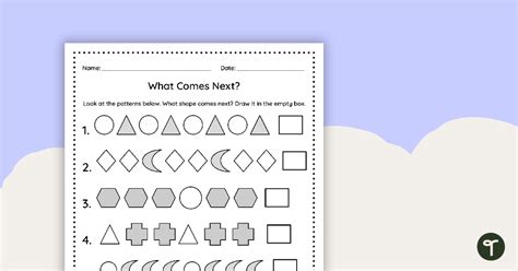 What Comes Next Pattern Worksheet Teach Starter Worksheets Library