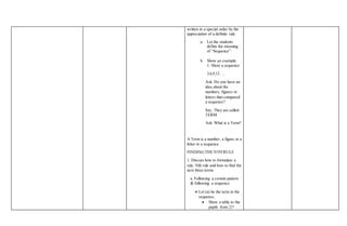 Sequencing Formulating The Nth Term Rule Explicit Lesson Plan Grade VI DOCX