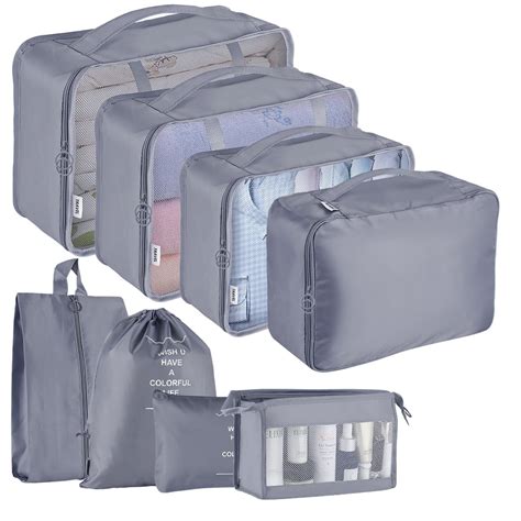 Zouyue 8pcs Travel Packing Cubes Foldable Suitcase Organizer