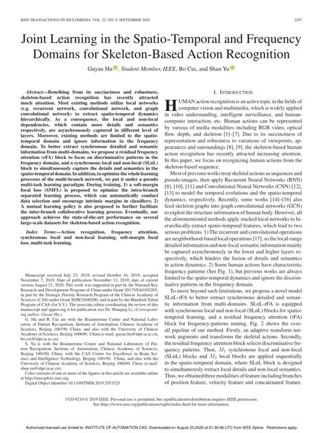 Pdf Joint Learning In The Spatio Temporal And Frequency Domains For Skeleton Based Action