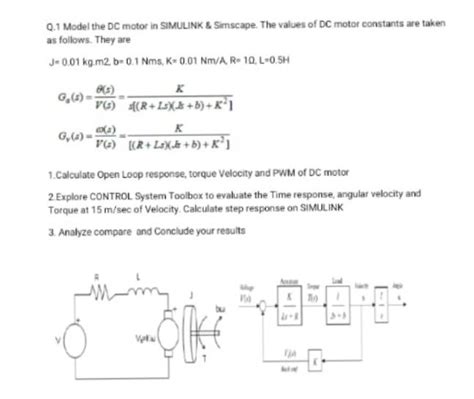 Solved Q1 Model The Dc Motor In Simulink And Simscape The