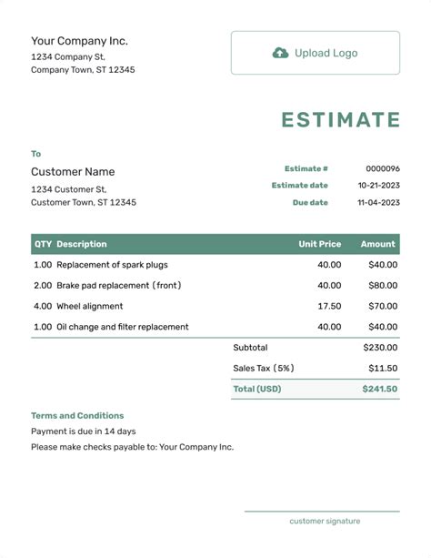 Estimate Templates Printable Click Comprehensive Estimate Excel