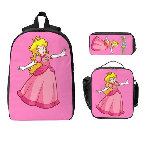 Princess Peach Backpack Multifunctional Laptop Bag Anime Lunch Bag