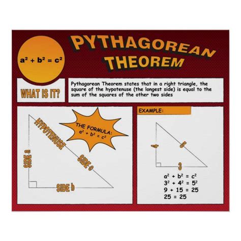Pythagorean Theorem Poster Zazzle Pythagorean Theorem Theorems