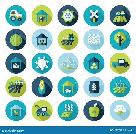 Farm Field Flat Icon With Long Shadow Stock Vector Illustration Of