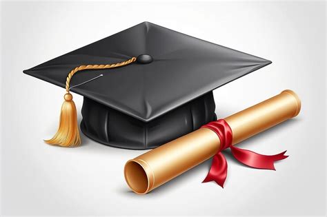 Graduation Cap And Diploma Scroll Isolated On White Background Premium Ai Generated Image