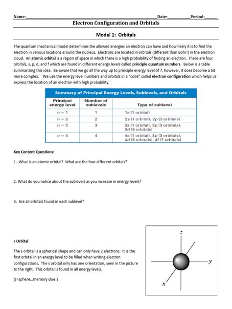 Pogil Electron Configuration And Orbitals Pdf Atomic Orbital Electron Configuration