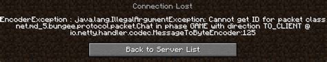 Cannot Get Id For Packet Class Netmd5bungeeprotocolpacketchat In Phase Game With Direction