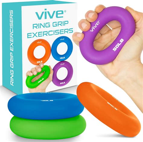 Vive Hand Strengthener Grip Ring 4 Pack Forearm Ring