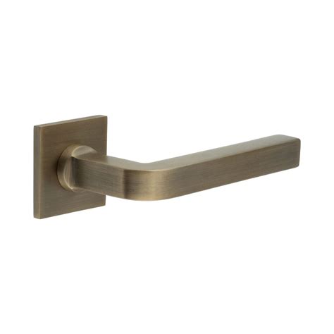 Cr 104 Antique Brass Unsprung Square Rose Door Handle By Frelan