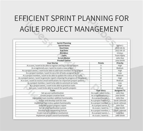 Efficient Sprint Planning For Agile Project Management Excel Template Free Download Pikbest