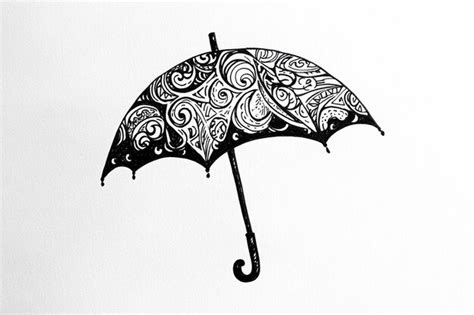 Umbrella In Zentangle Inspired Doodle Style Isolated On White Coloring