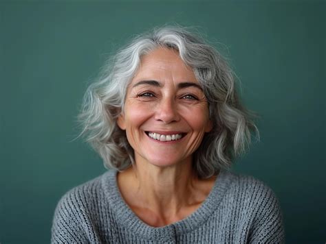 Premium Photo A Woman With Gray Hair Smiling At The Camera