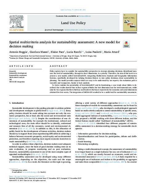 Pdf Spatial Multi Criteria Analysis For Sustainability Assessment