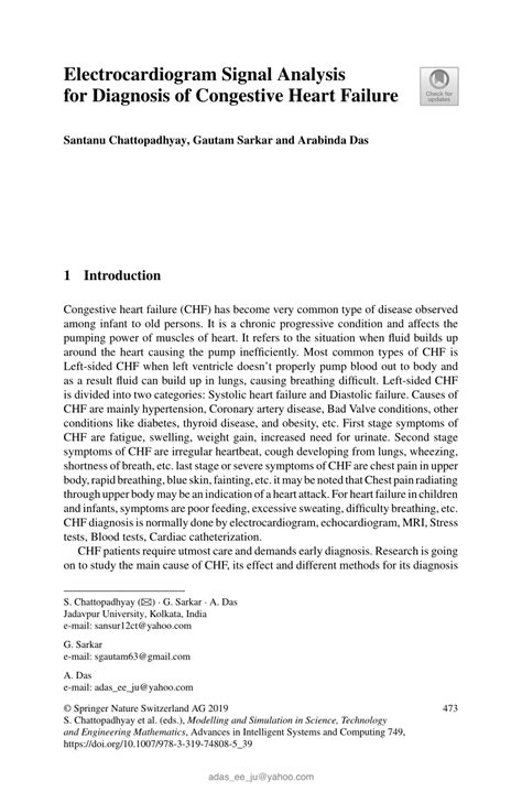 Pdf Electrocardiogram Signal Analysis For Diagnosis Of Congestive