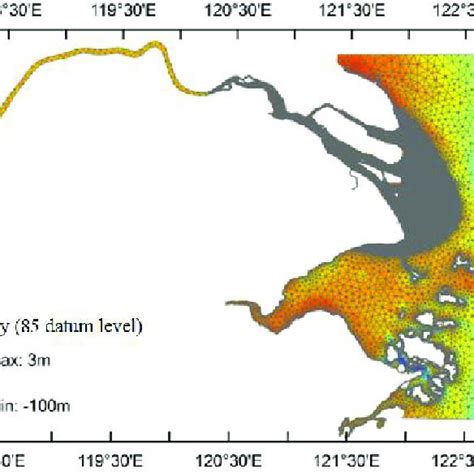 Computational Domain Mesh And Bathymetry Download Scientific Diagram