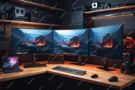 Premium Photo Showcase The Power Of Your Designs With A Dualmonitor Gaming Setup