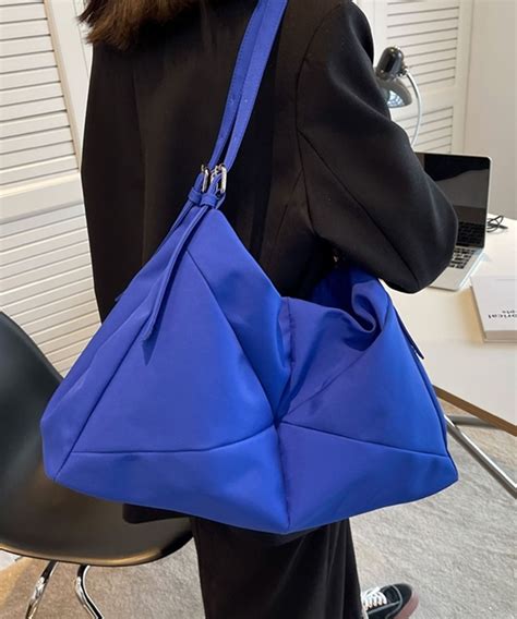 폴리 나일론 패브릭 큰 사이즈 호보백 숄더백 빅백 가방 블랙 블루 아이보리