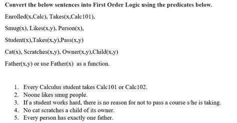 First Order Logic Sentences